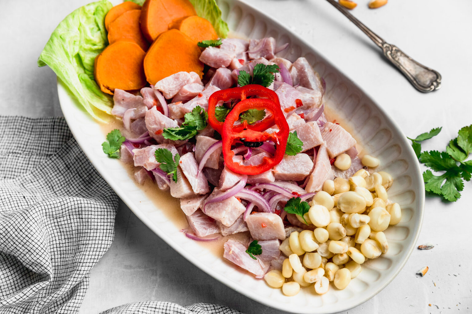 Ceviche peruano con leche de tigre - Cravings Journal